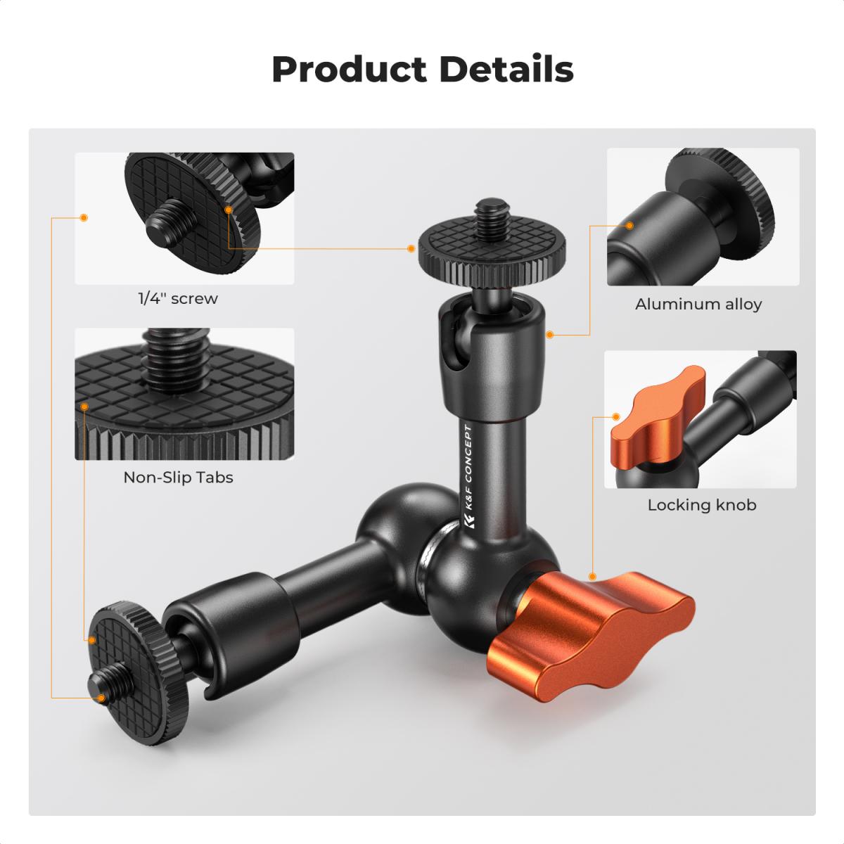 6" Magic Arm Kit 1/4" Screw 360°Ballhead Articulating Mini Arm Mount ...