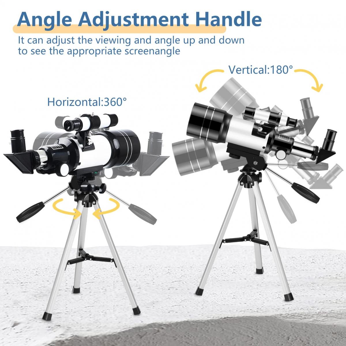 15X-150X Telescopio Astronómico Refractor Portátil de 70 mm con Soporte ...