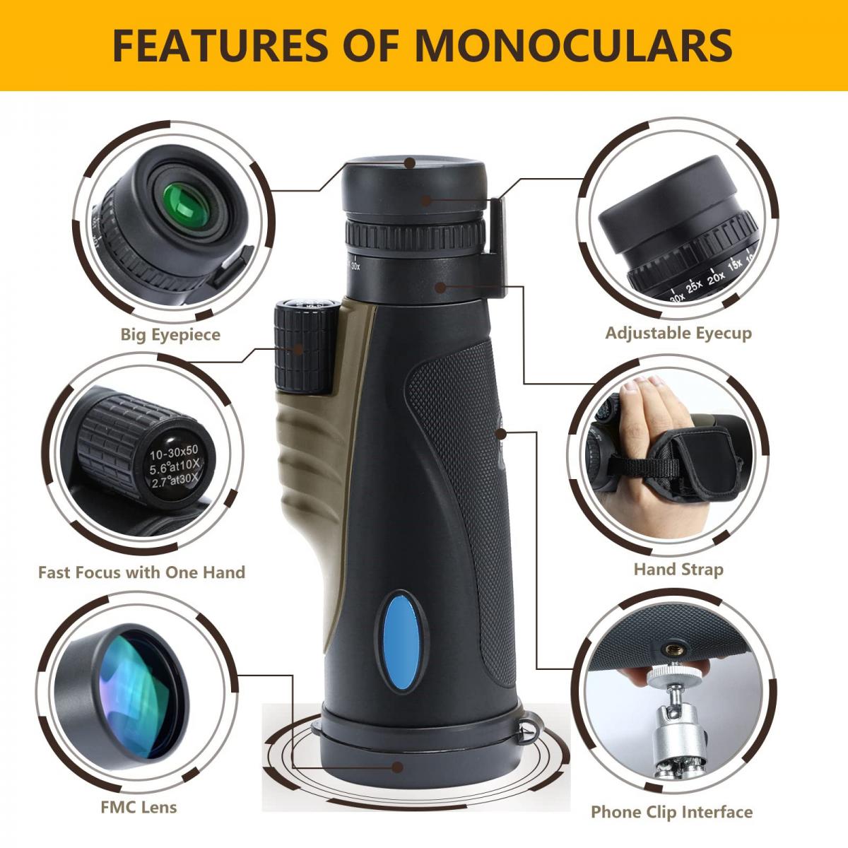 Waterproof Night Vision Monocular 10-30X50 - KENTFAITH