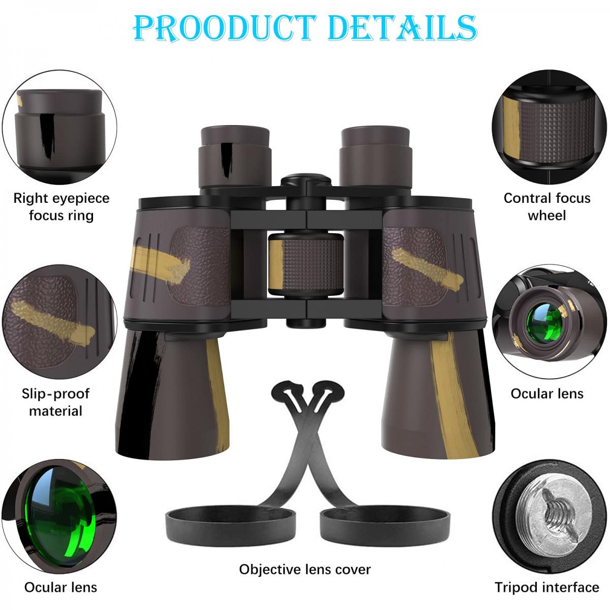 High Power Military Binoculars 20x50 BAK4 Prism - KENTFAITH