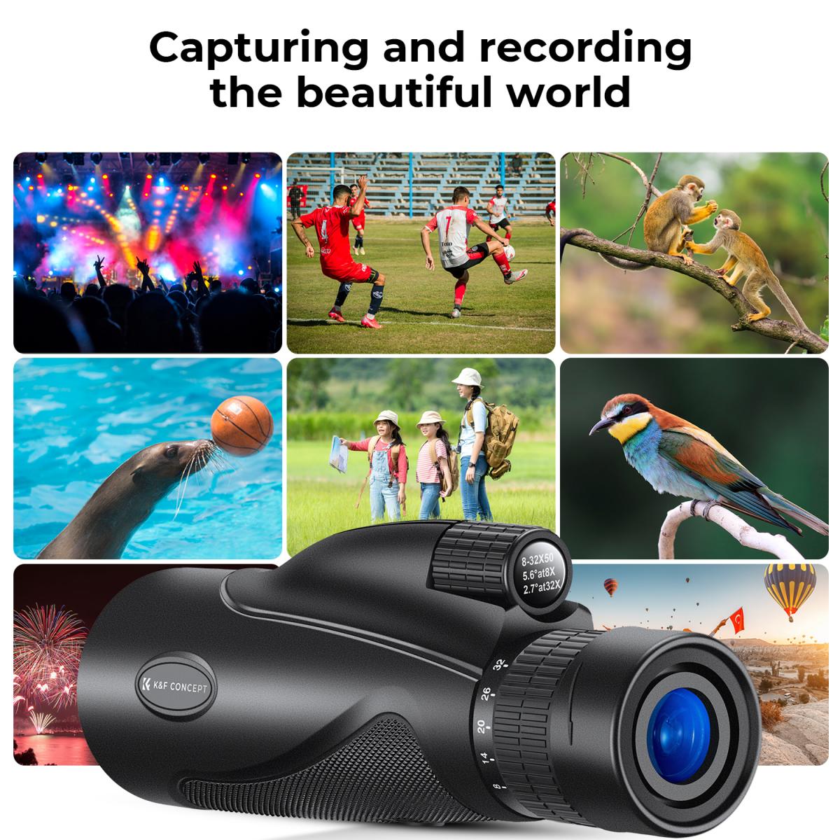 Monocular Telescope Phone Clip 8-32X50 K&F Concept - KENTFAITH