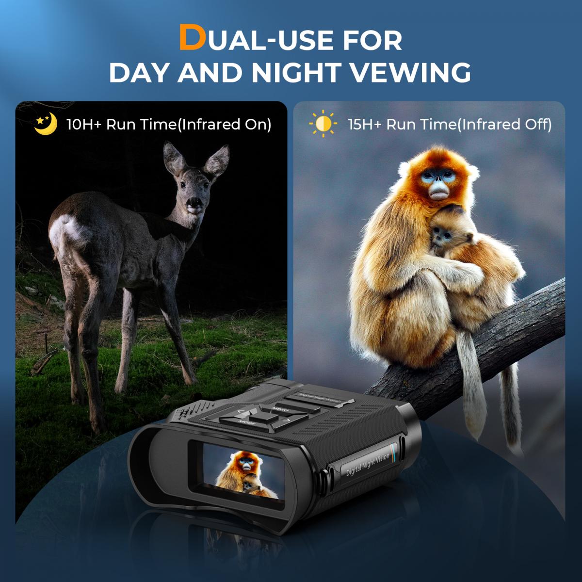 Adult night vision binoculars, 8x digital zoom, 984 foot/300M visual ...