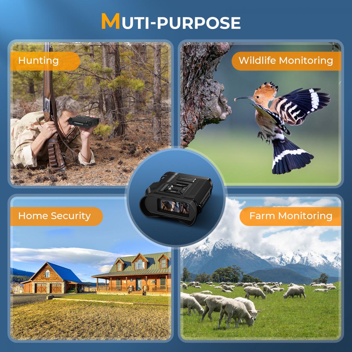 Adult night vision binoculars, 8x digital zoom, 984 foot/300M visual ...