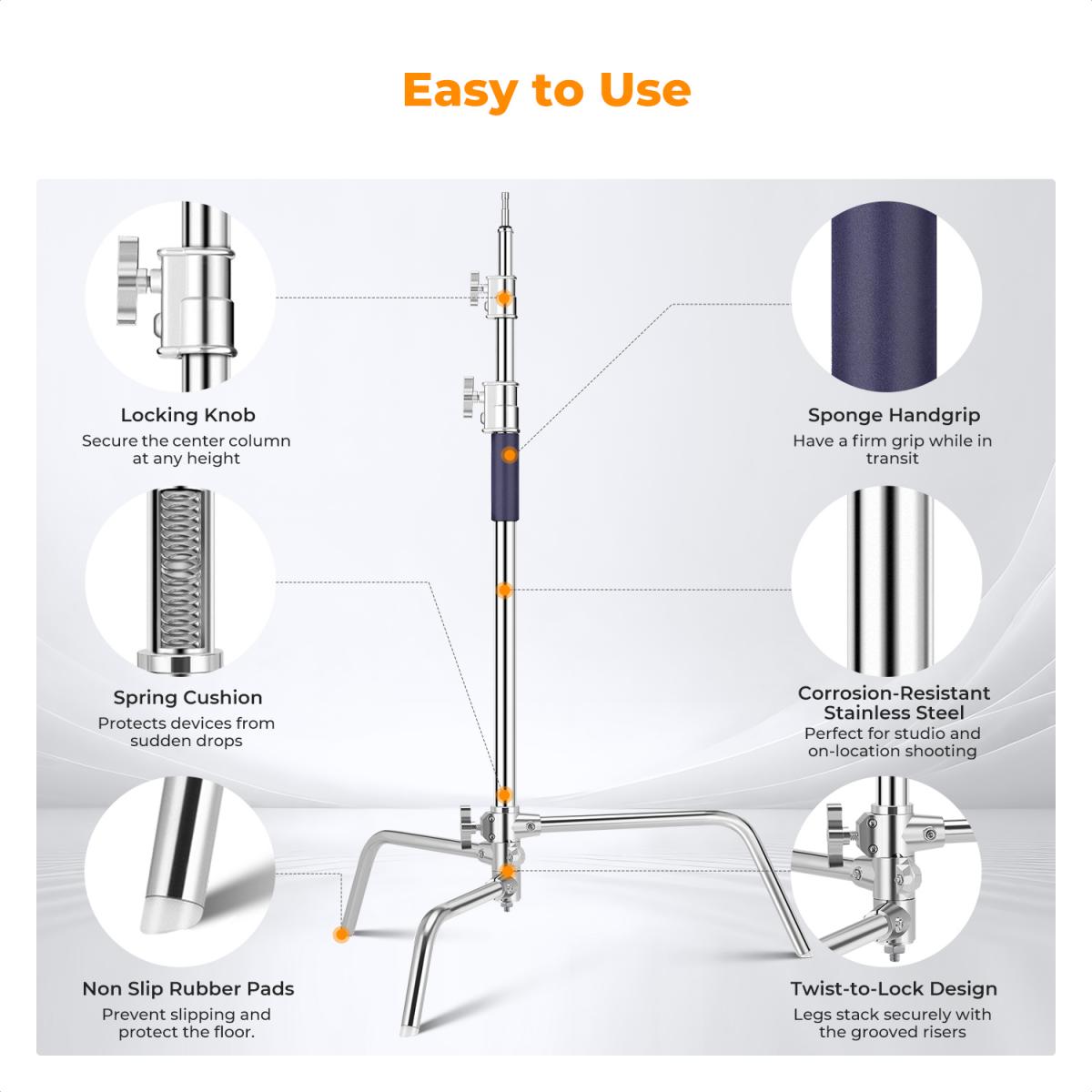 C Stand With Boom Arm, 3.3m | K&F concept - KENTFAITH