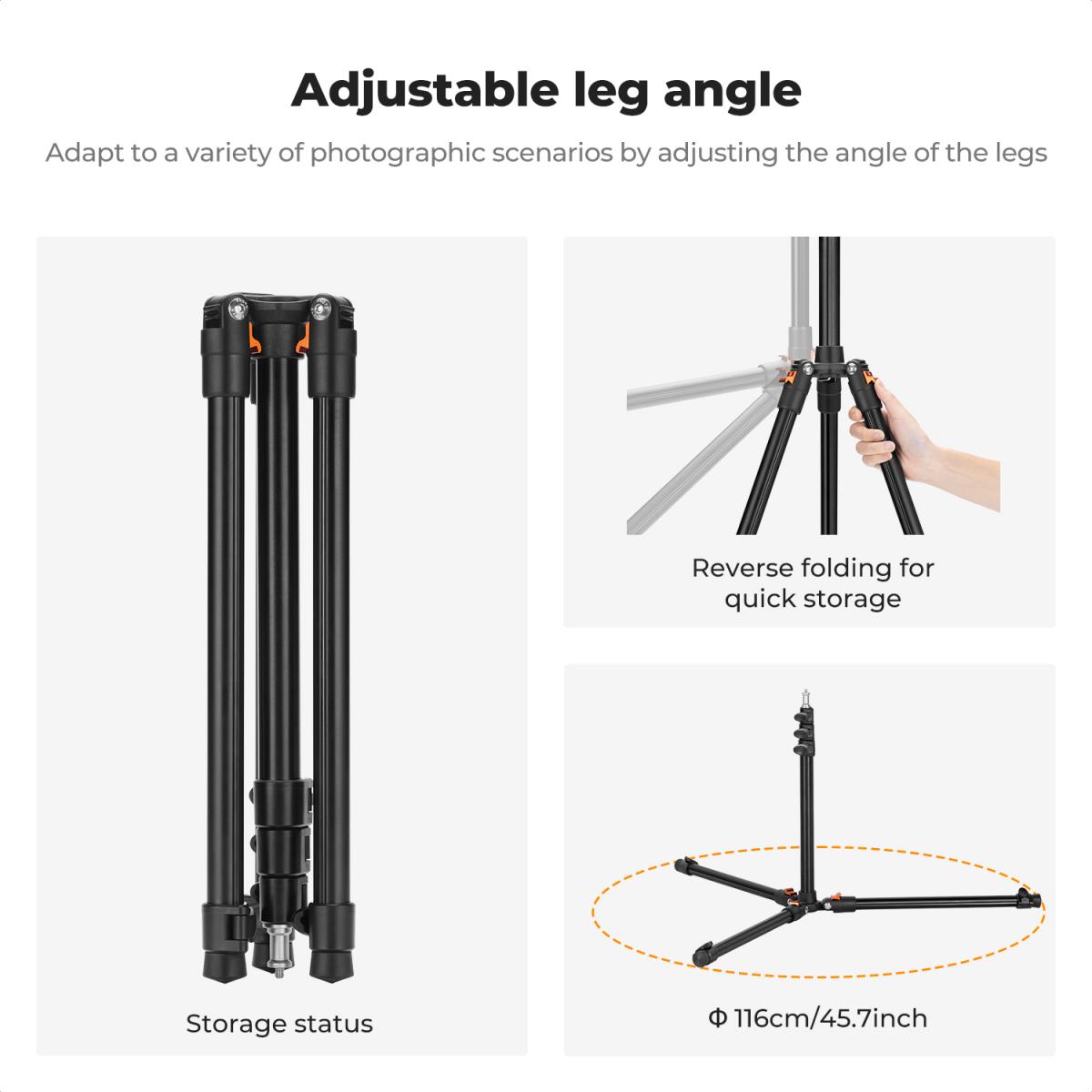 2.0m Aluminum Foldable Light Stand with 1/4" Screw & Bag - KENTFAITH