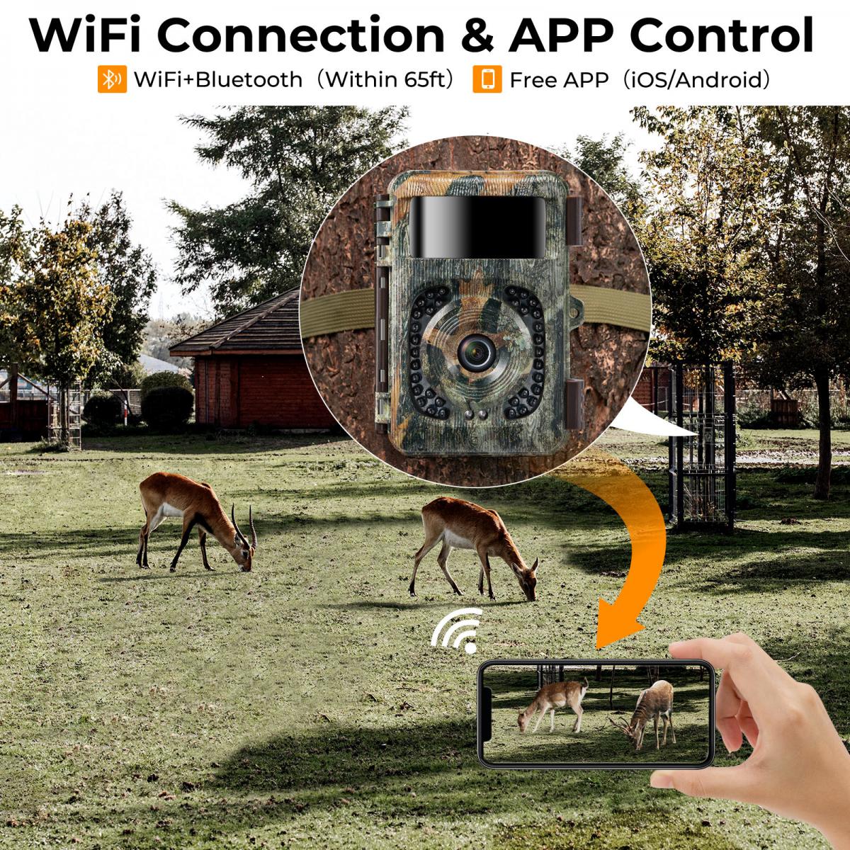 4k Hunting Camera 32mp Wifi Bluetooth Game Camera 120° Detection Angle
