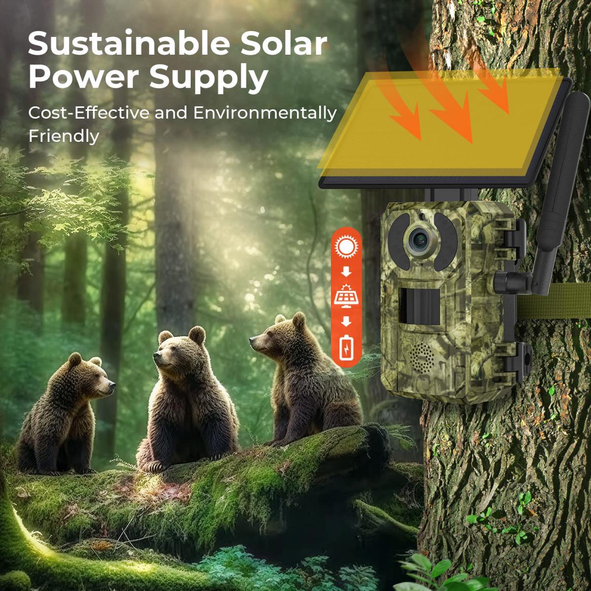 Solar Powered Outdoor Wifi Camera, 4G 2K 4W | K&F Concept - KENTFAITH