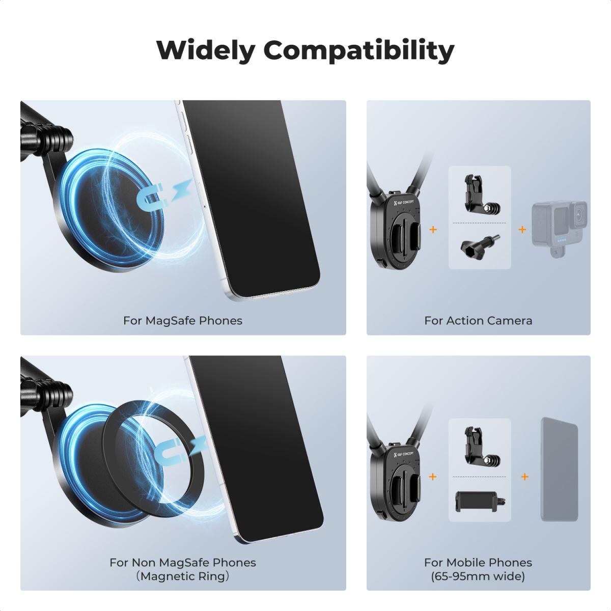 K&F Concept Magnetic Neck Phone Mount for Recording, Hands-Free POV ...