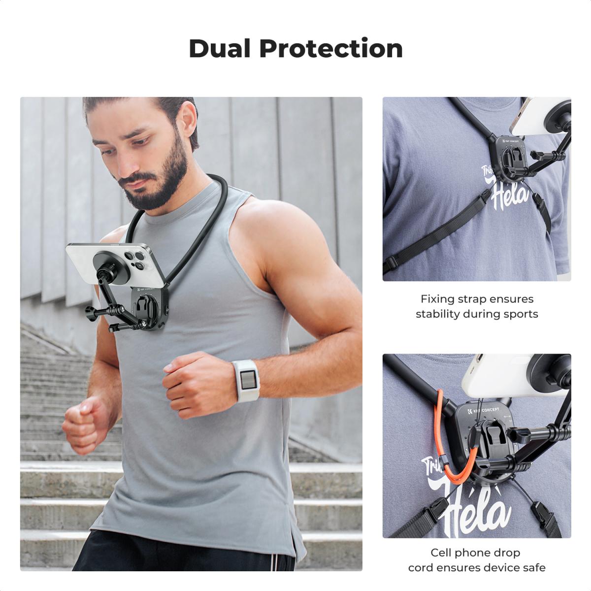 K&F Concept Magnetic Neck Phone Mount for Recording, Hands-Free POV ...