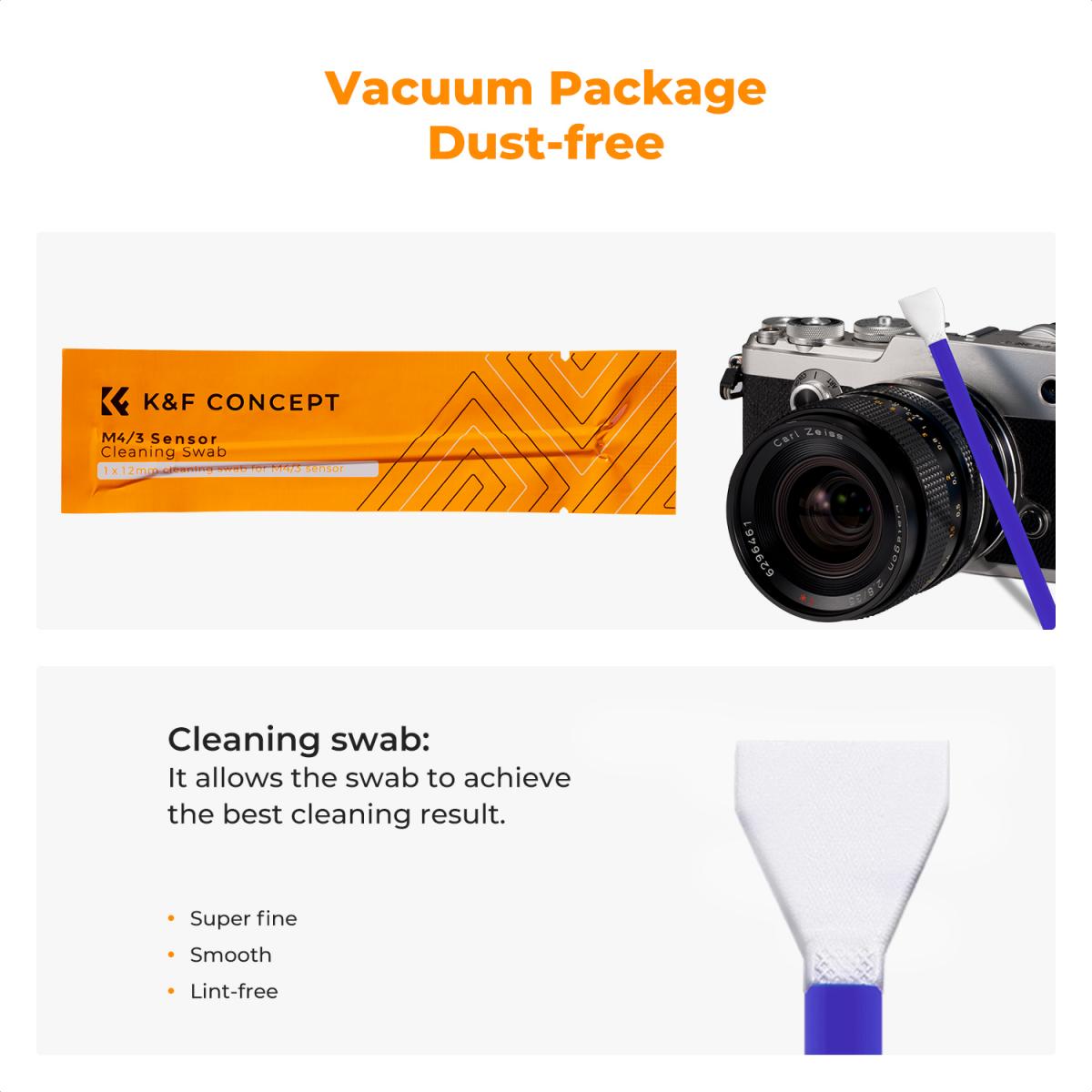 K&F Concept 12mm Micro Four-Thirds 4/3 (MFT) Sensor Cleaning Swab*10 ...