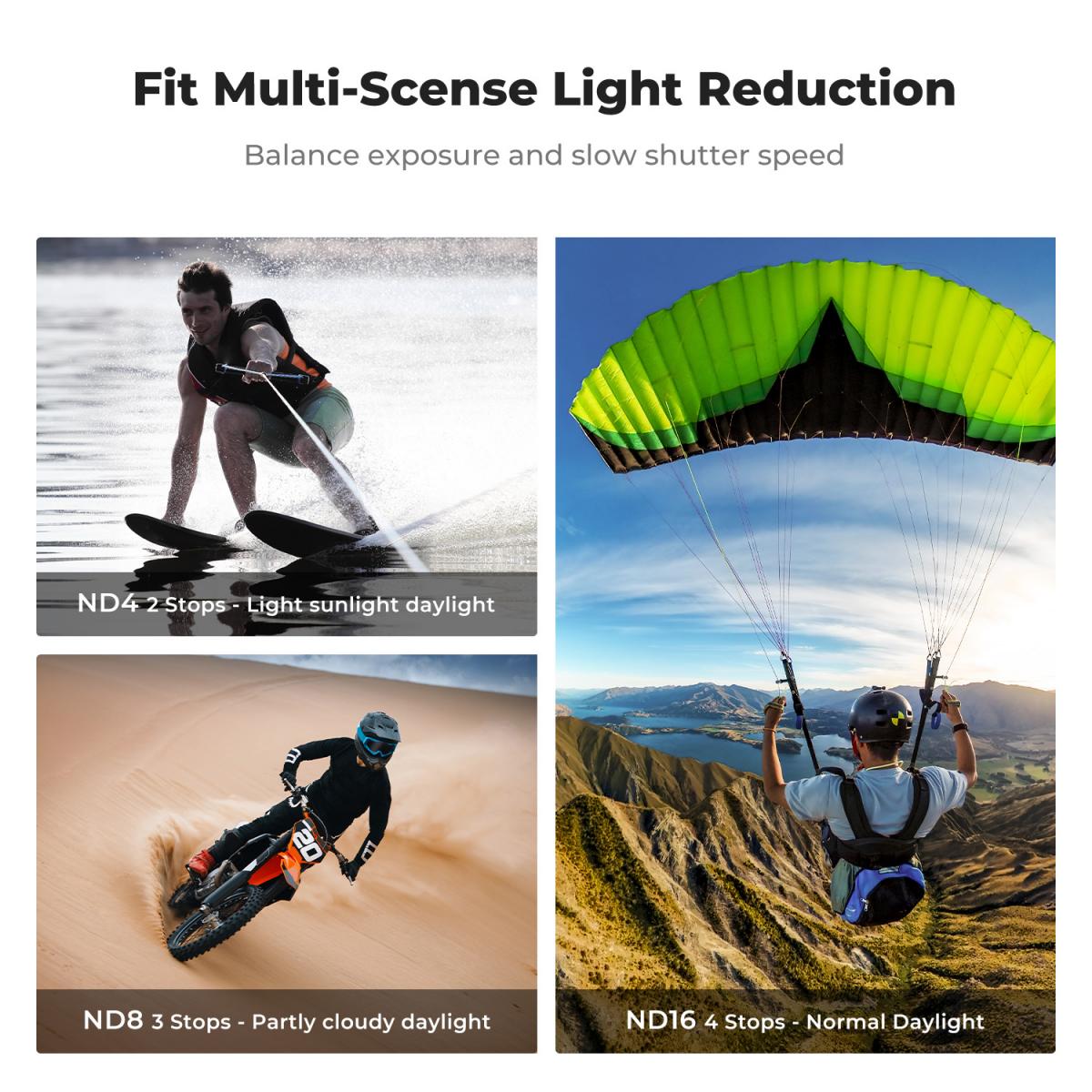 Gopro HERO 4K Action Camera CPL + ND4 + ND8 + ND16 Lens Filter Set ...