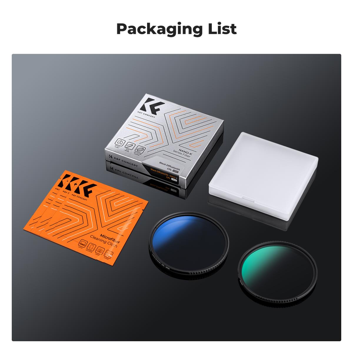 40.5mm Black Mist 1/4 + CPL Filter Set, Dreamy Cinematic Effect Mist ...